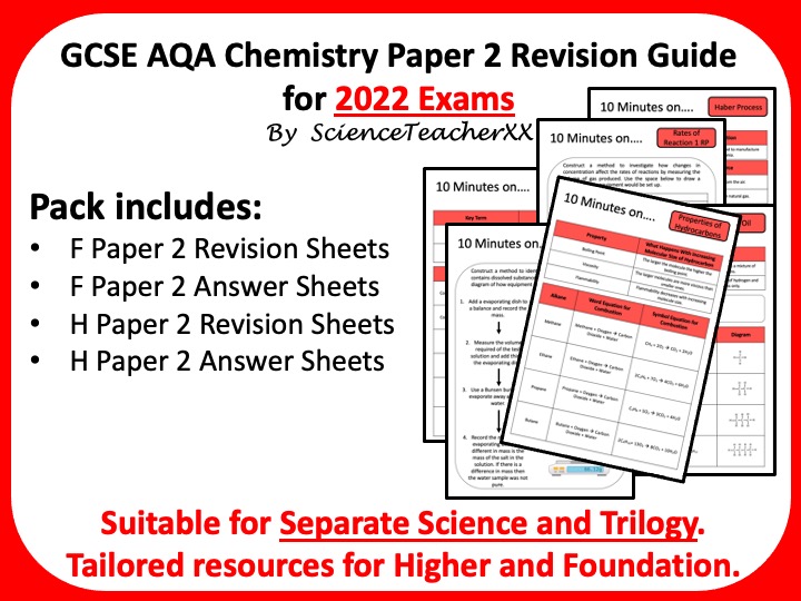 Aqa Gcse Chemistry Paper 2 Revision Guides 2022 Teaching Resources