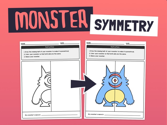 Monster Symmetry Activity Symmetry Worksheets Halloween Math