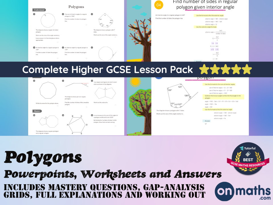 Polygons Powerpoints Worksheets Answers Higher Gcse Complete Pack