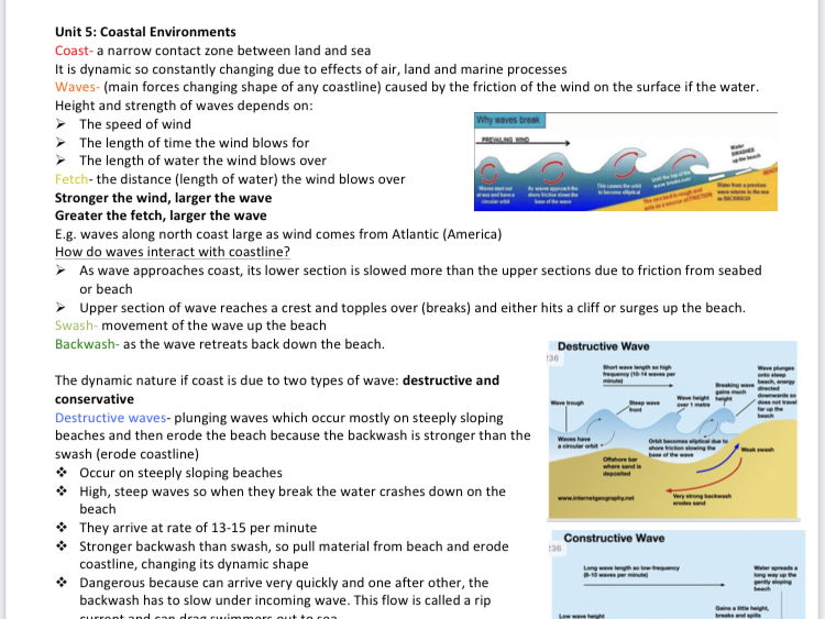 Gcse Ccea Geography Coastal Environments Revision Notes Physical