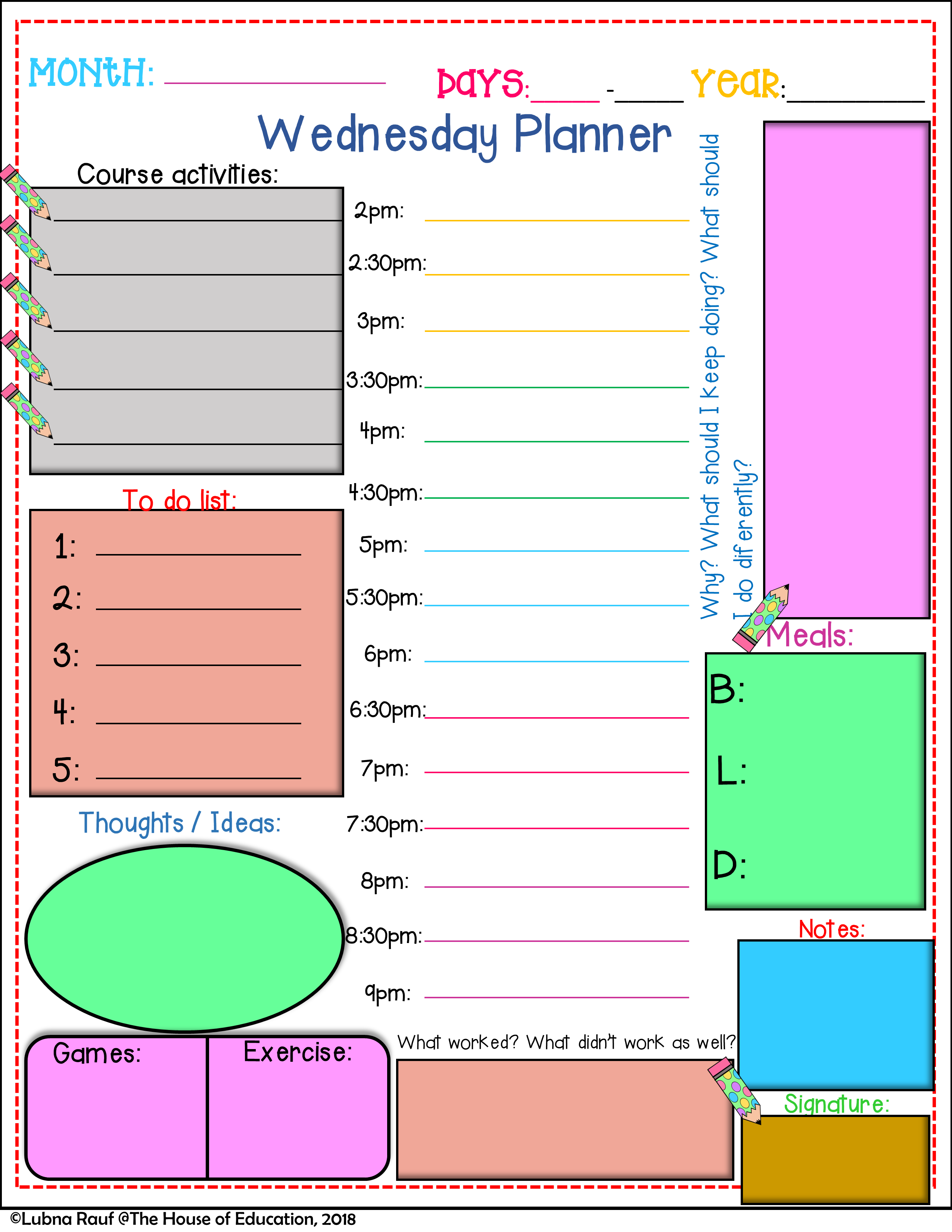 Editable Daily Planner Overview Templates Teaching Resources