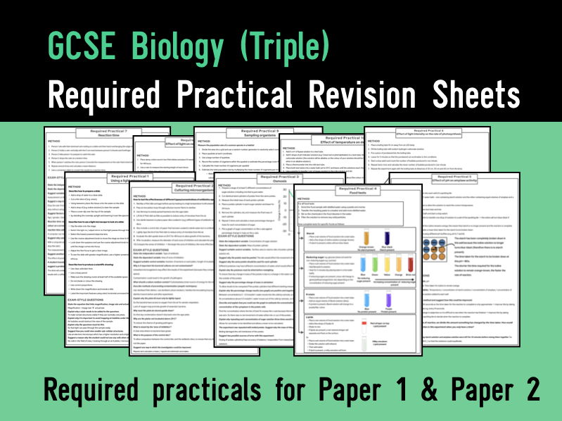 Gcse Biology Aqa Required Practical Revision Sheets Teaching Resources