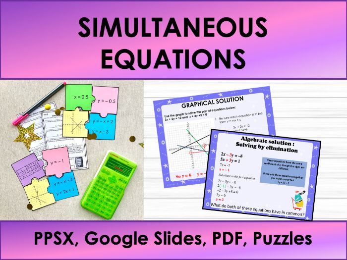 Simultaneous Equations Graphical And Algebraic Ways Teaching Resources