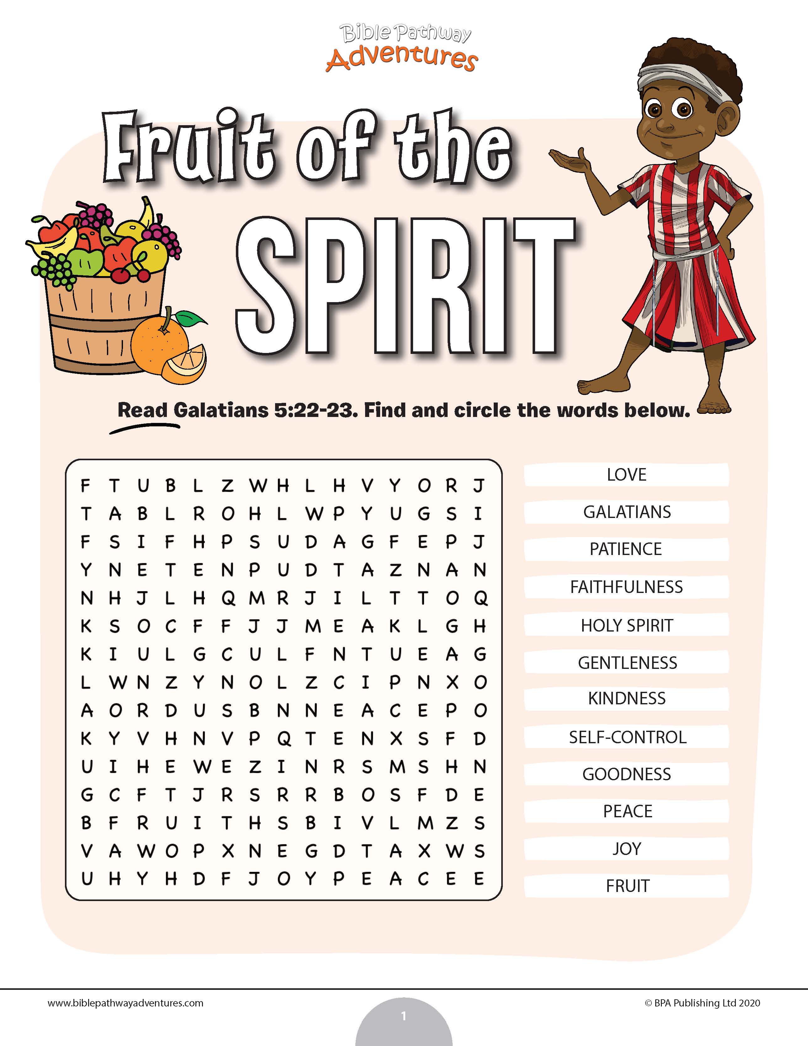 Freebie Fruit Of The Spirit Word Search Puzzle Teaching Resources