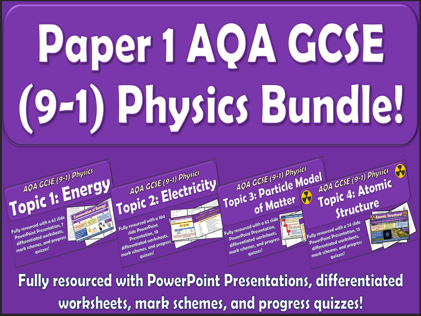 Aqa Gcse 9 1 Physics Paper 1 Bundle Teaching Resources