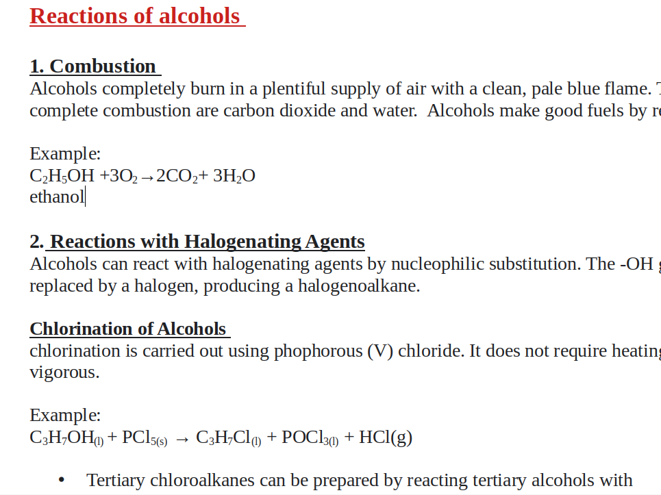 Complete Revision Notes Alcohols For Edexcel Ial As Teaching