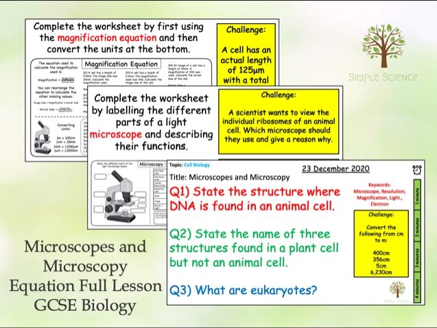 Microscopes And Microscopy Equation Lesson Gcse Biology Cell Biology