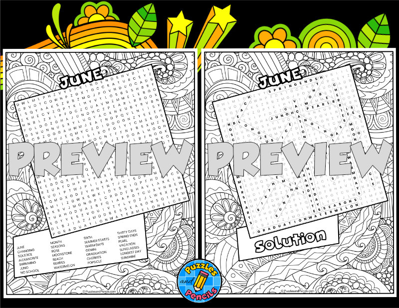 June Word Search Puzzle With Colouring June Wordsearch Teaching
