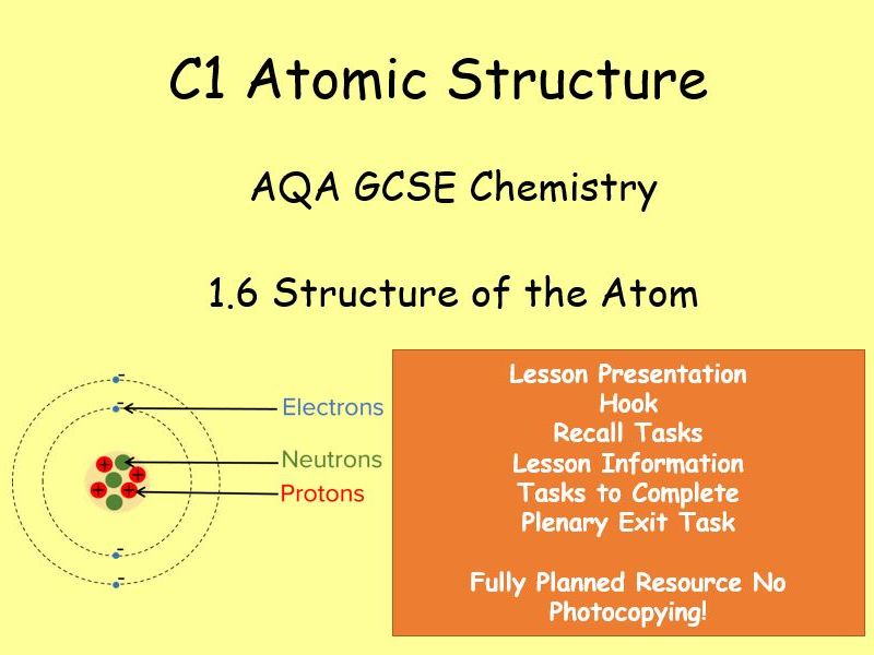 Gcse Aqa Chemistry C16 Structure Of The Atom Full Presentation And