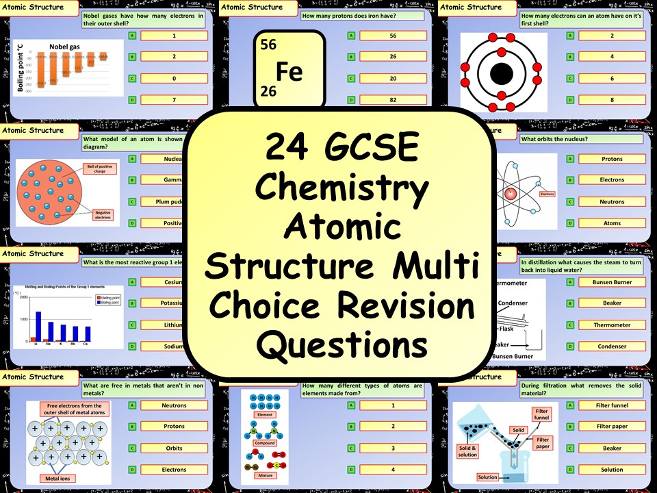 £1 Only Ks4 Aqa Gcse Chemistryscience Atomic Structure Multiple