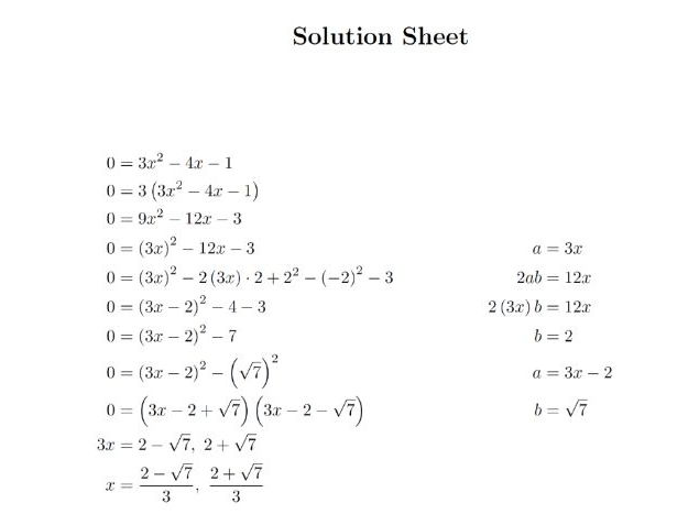 Completing The Square Worksheet Algebra 1