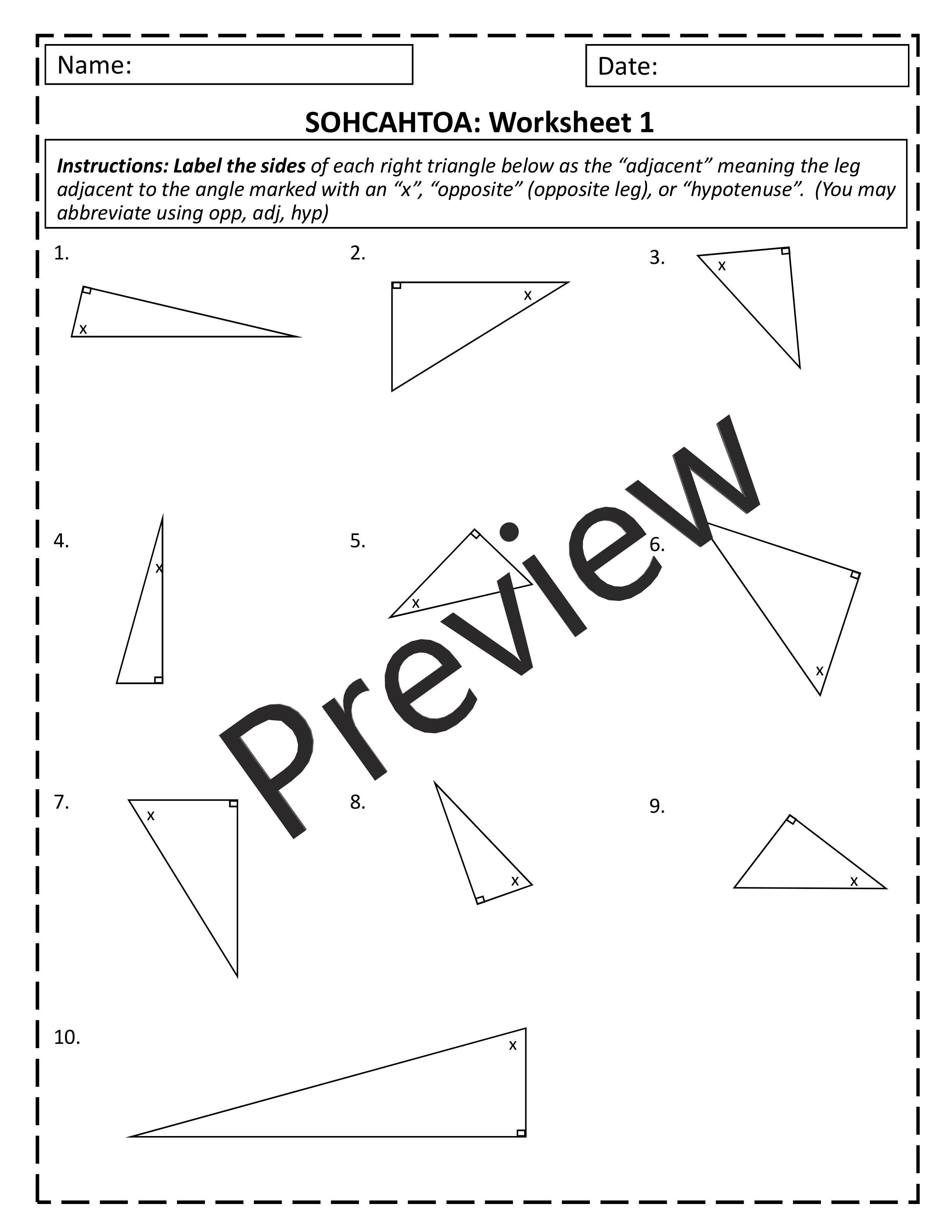 Soh Cah Toa Worksheet Onlineworksheetmyid