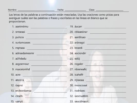 Verbs Start A B C D End Ar Jumbled Words Spanish Worksheet