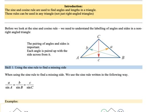 Sine And Cosine Rule Learn At Home Teaching Resources