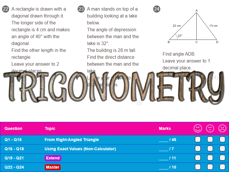 Trigonometry Worksheet Answers Foundation Gcse Teaching Resources
