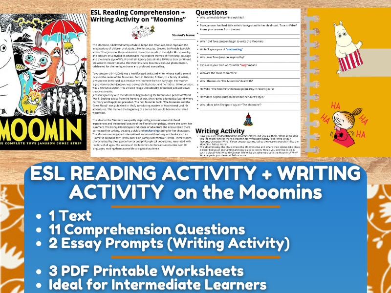 Esl Reading Comprehension Writing Activity Worksheets On The Moomins