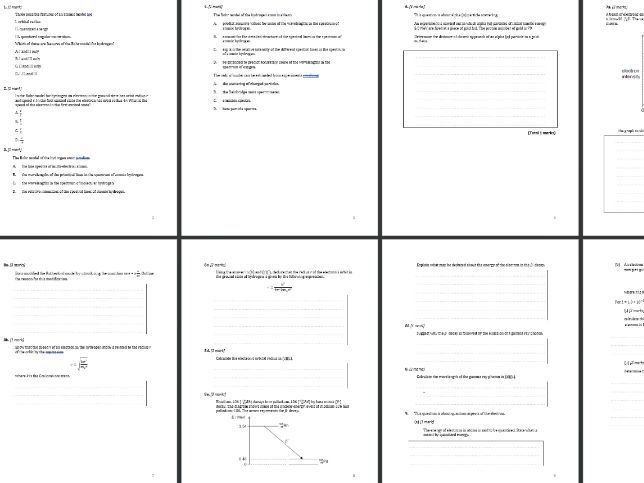 Ib Dp Physics Question Book E1 Structure Of The Atom Hl First