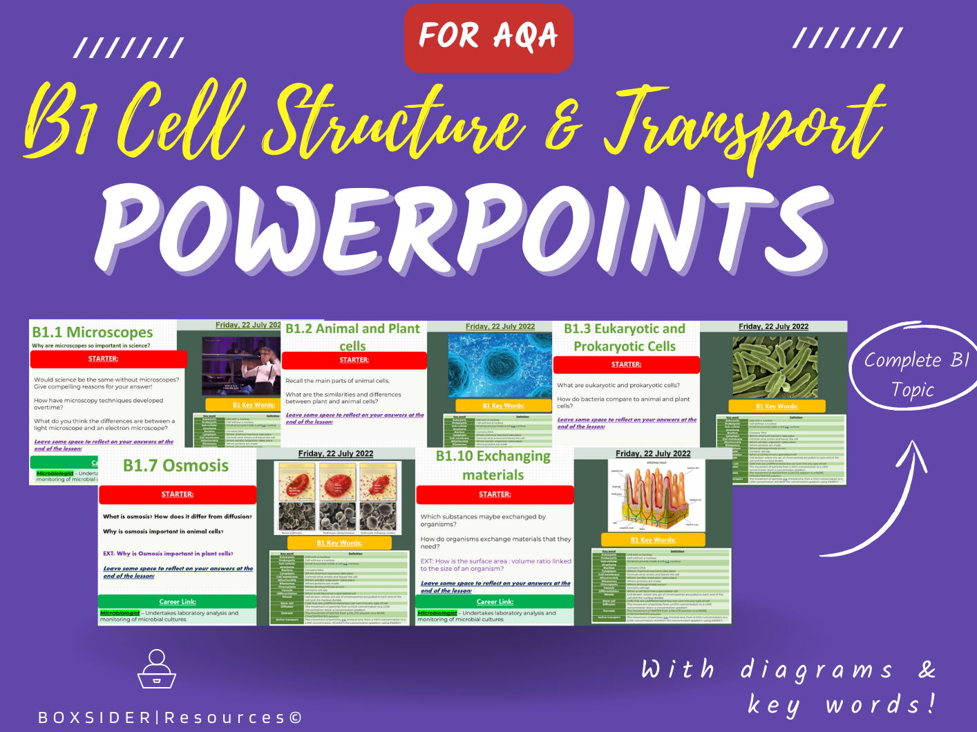 Aqa Gcse New Specification B1 Cell Structure And Transport Complete