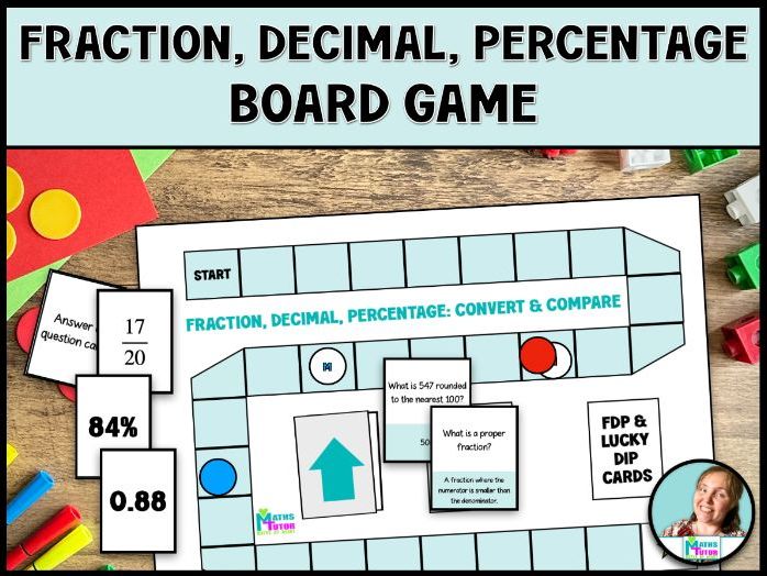 Fraction Decimal Percentage Convert And Compare Board Game