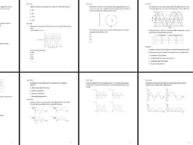 Ib Dp Physics Question Book C1 Simple Harmonic Motion Sl First