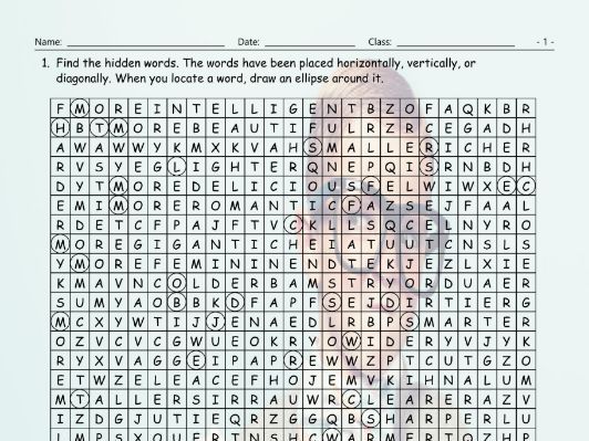 Comparative And Superlative Adjectives Word Search Wordmint Hot Sex