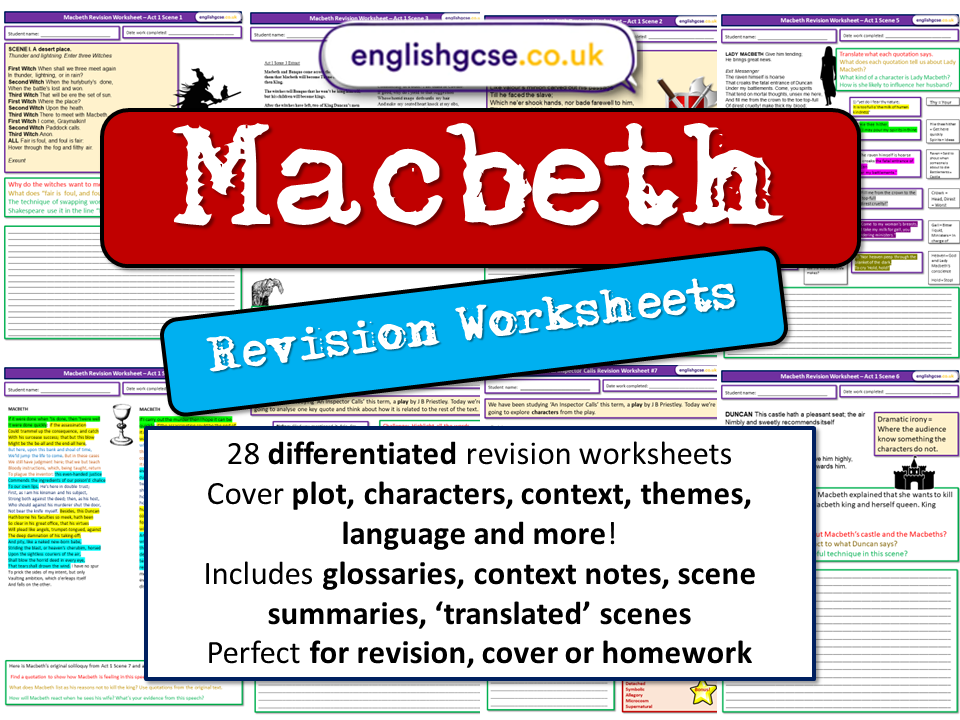 Macbeth Revision Worksheets Teaching Resources