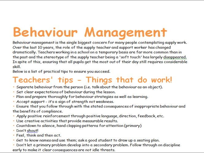 Behaviour Management Tips For Supplycasual Teachers Teaching Resources