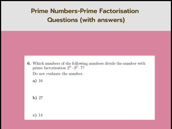 Prime Numbers Prime Factorisation Bundle Teaching Resources