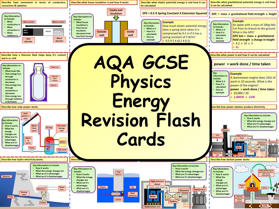 Aqa Ks4 Gcse Physics Science Energy Revision Flashcards Teaching