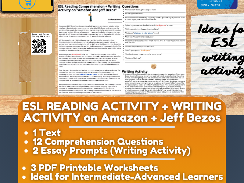 Esl Reading Comprehension Writing Activity Worksheets On Amazon And