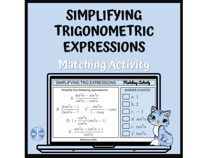 Simplifying Trigonometric Expressions Worksheets