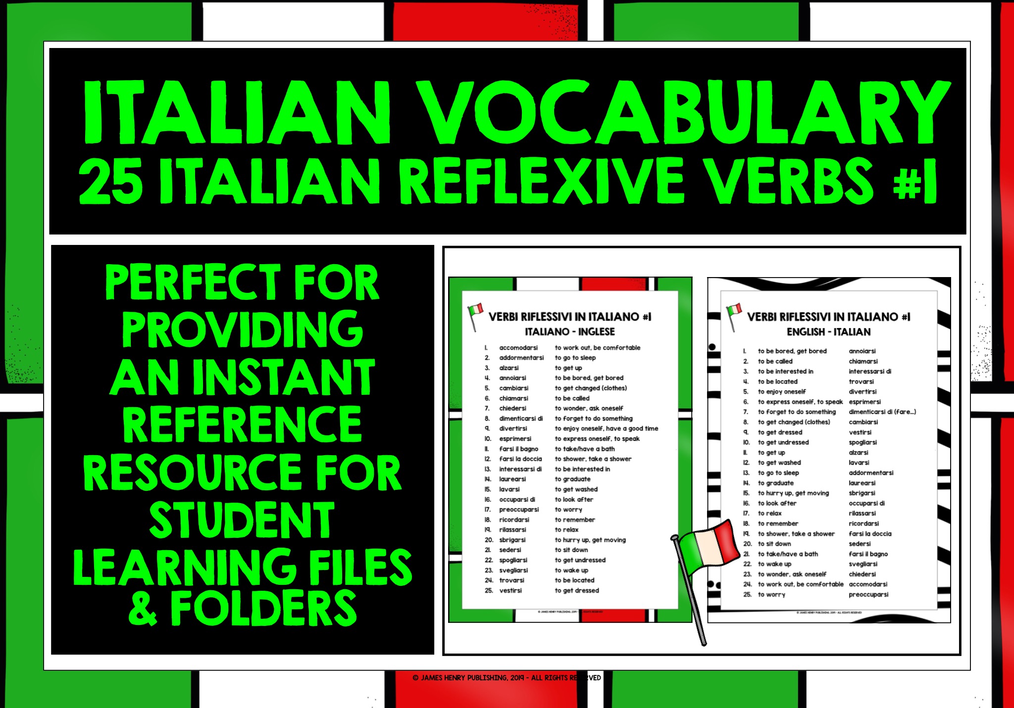 Italian Reflexive Verbs List Freebie Teaching Resources Hot Sex Picture