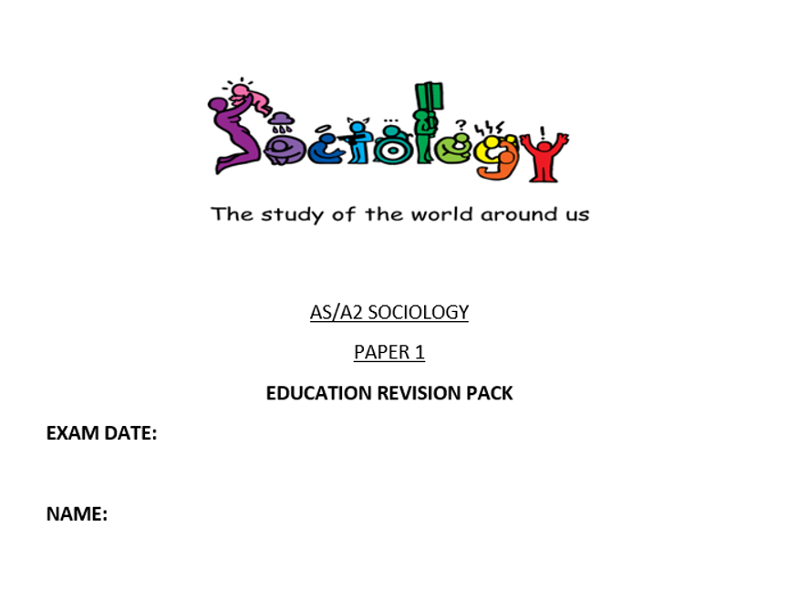 Aqa Sociology Education Revision Workbook Asa2 Teaching Resources