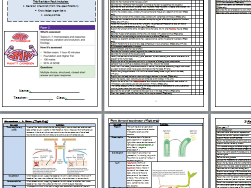 Aqa Gcse Biology Paper 2 Revision Exam Questions Mark Schemes