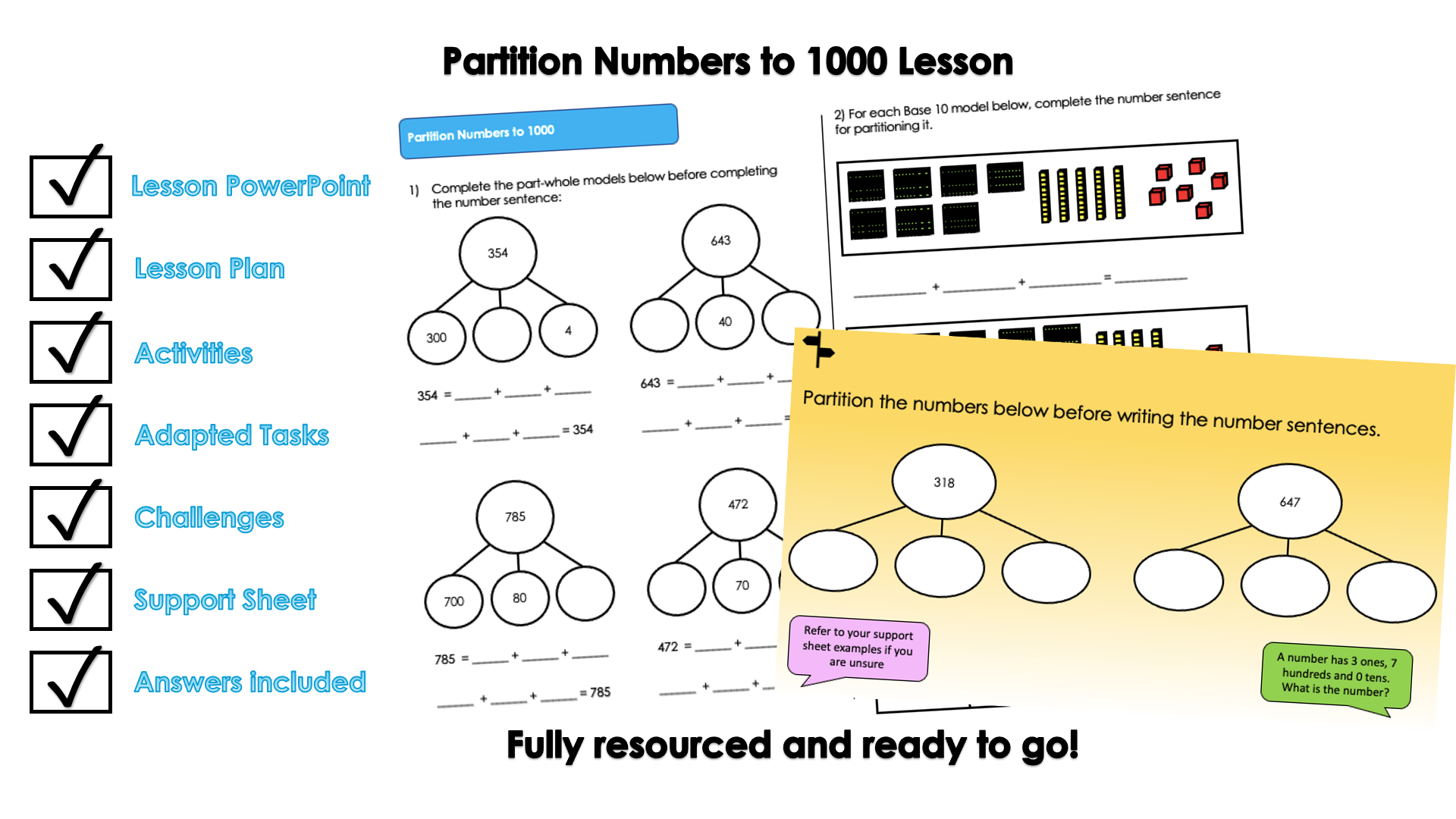 Year 4 Place Value Partition Numbers To 1000 Lesson Teaching Resources