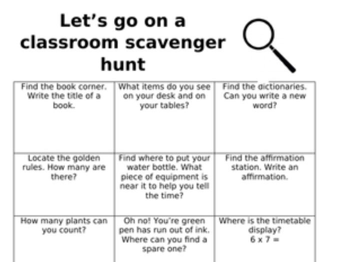 Classroom Scavenger Hunt Teaching Resources