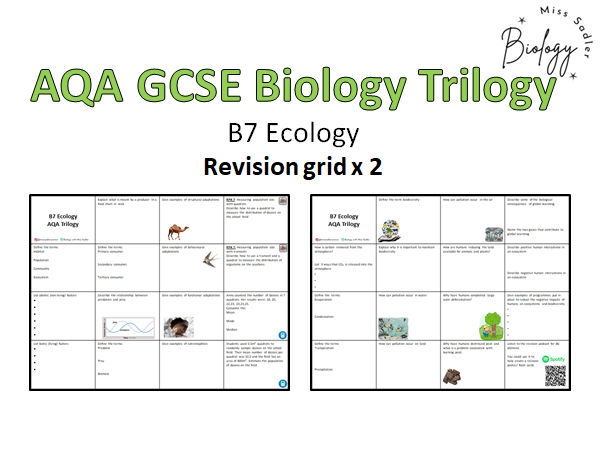 Aqa Trilogy Biology All Units Revision Grid Bundle Teaching Resources