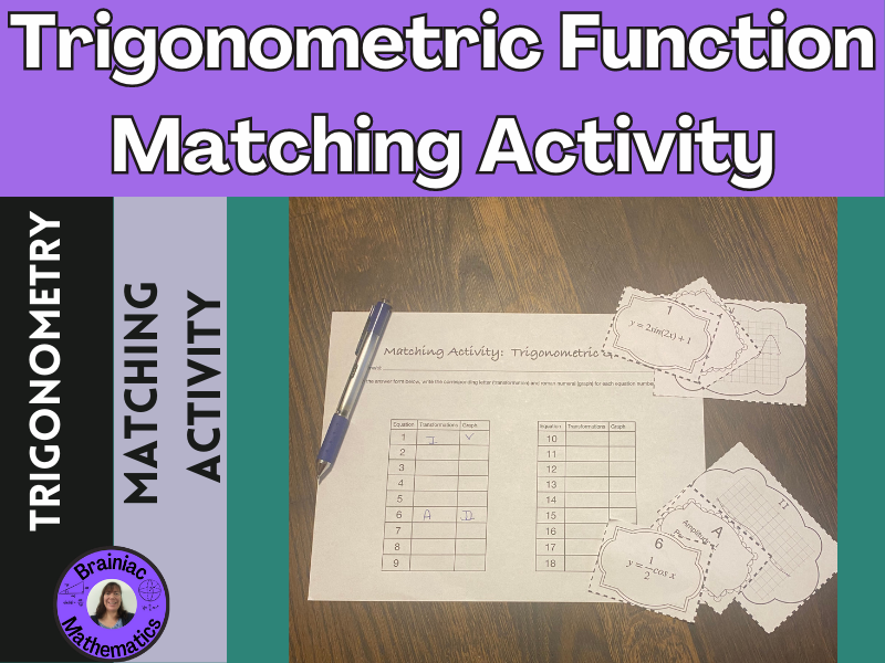 Trigonometric Functions Matching Activity Teaching Resources