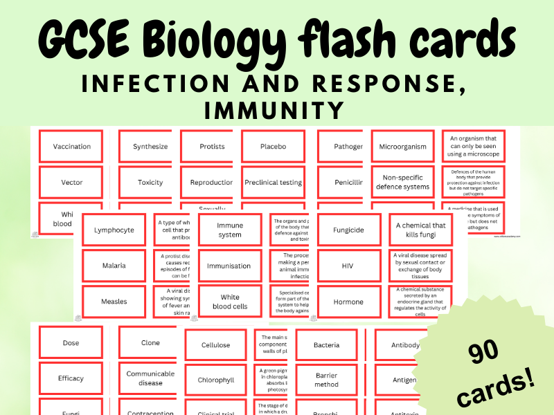 Gcse Biology Immunity Key Word Flash Cards Infection And Response