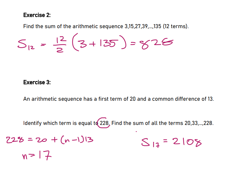 Arithmetic Series Ibsl Revision Worksheet Nth Term Sum Of N Terms