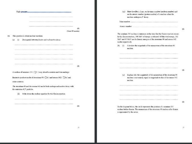 Ib Dp Physics Topic 7 Atomic Particle And Nuclear Physics Question