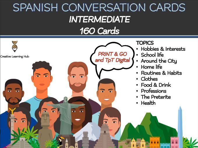 Spanish Conversation Cards Intermediate Speaking Activities