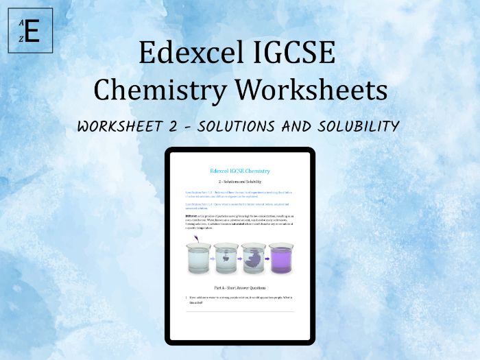 Edexcel Igcse Chemistry Worksheet 2 Solutions And Solubility