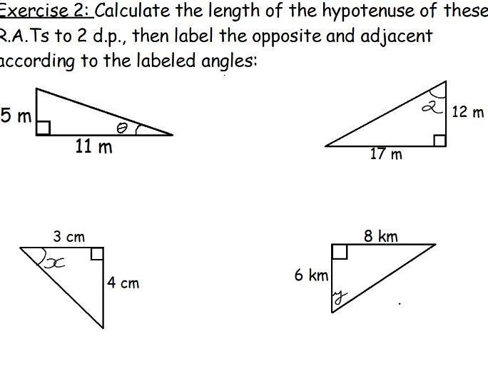 Trigonometry In Right Angled Triangles Full Lessons And Resources