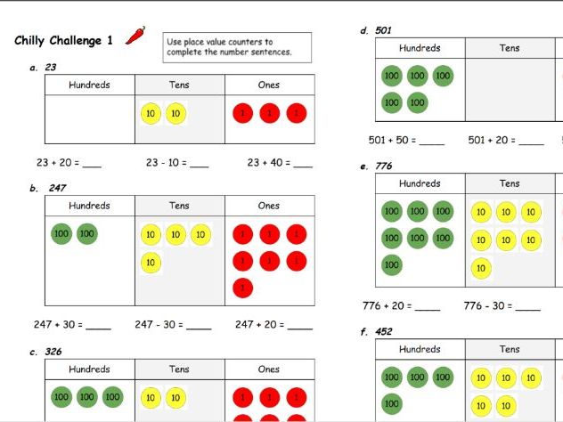 Adding And Subtracting Multiples Of Ten To A 3 Digit Number Using