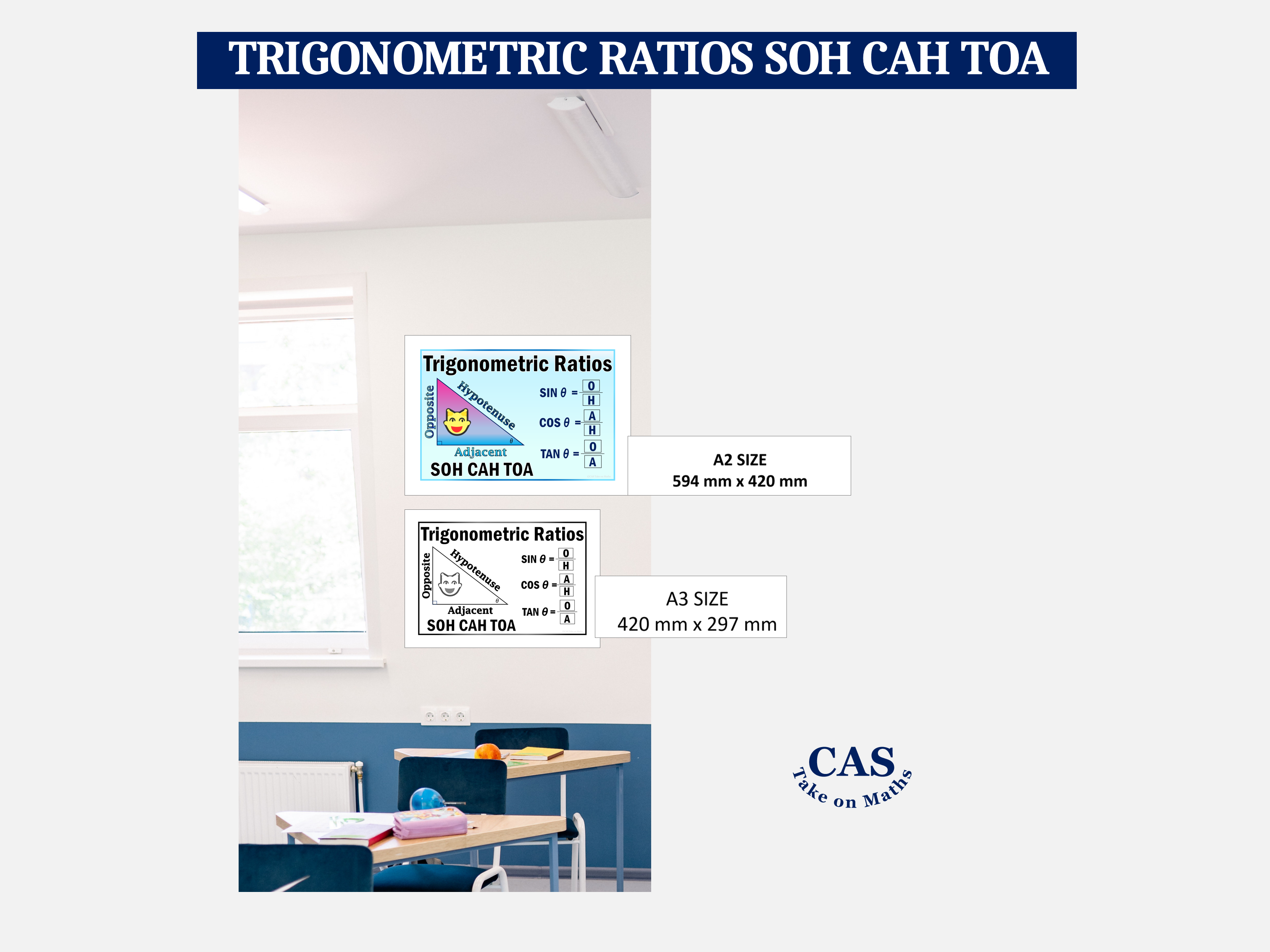 Right Triangle Trigonometry Soh Cah Toa Posters And Cards Teaching