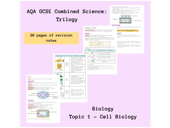 Aqa Gcse Biology Topic 1 Revision Notes Teaching Resources