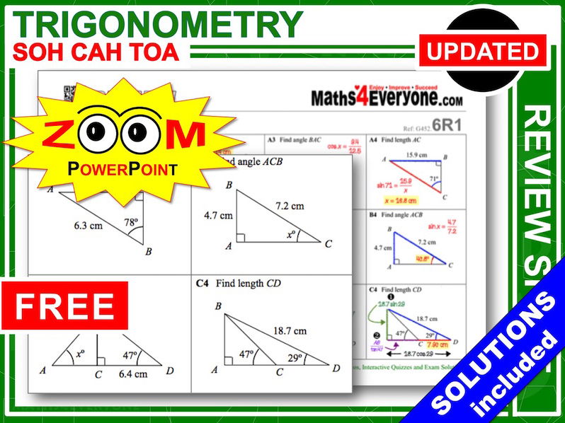 Gcse Revision Trigonometry Soh Cah Toa Teaching Resources