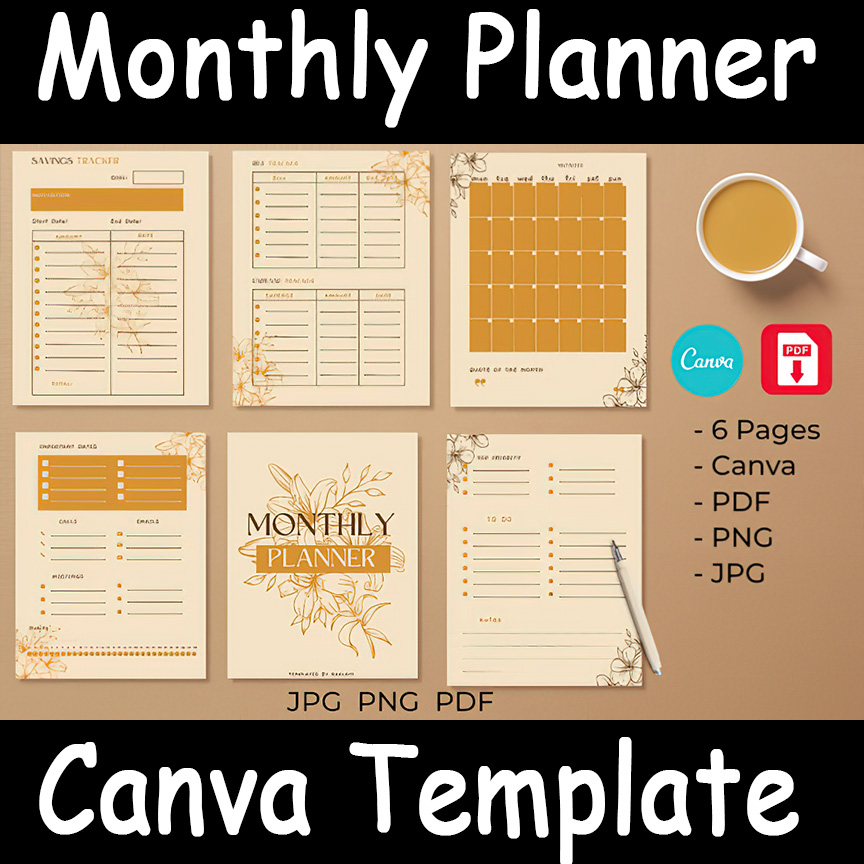 Monthly Planner Canva Template Teaching Resources