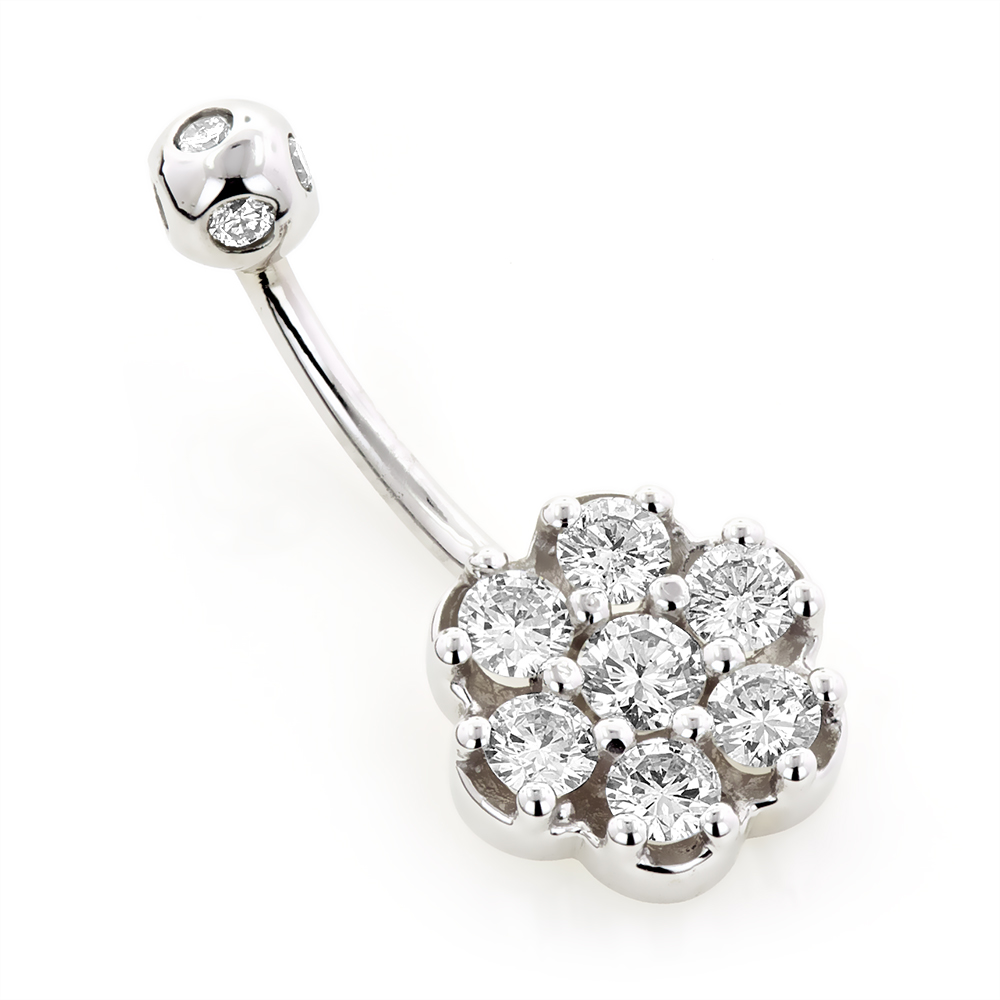 Belly Button Rings Gold Diamond Belly Ring Flower 138